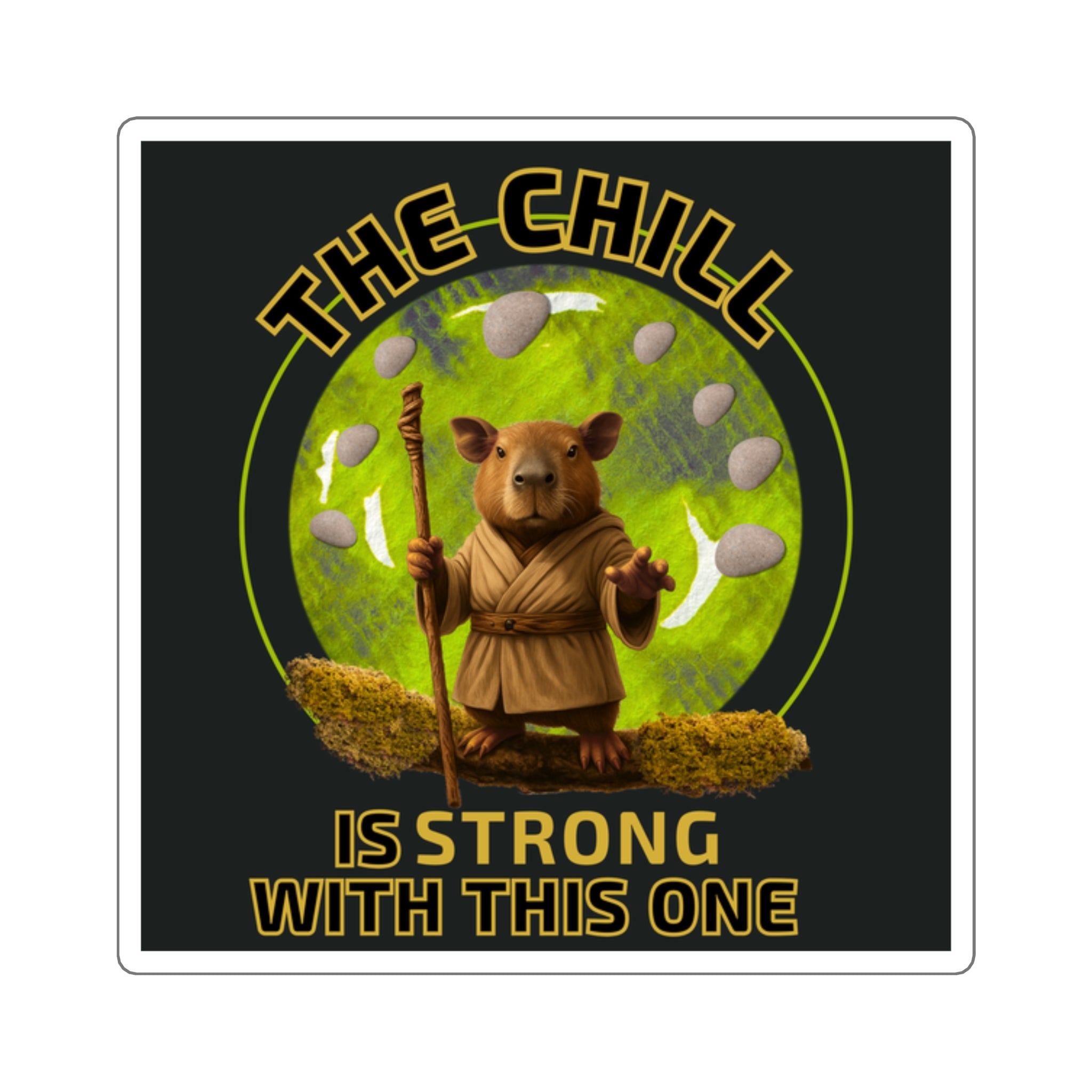 The Chill Is Strong With This One – Capybara Jedi Meme Sticker – CapyLife